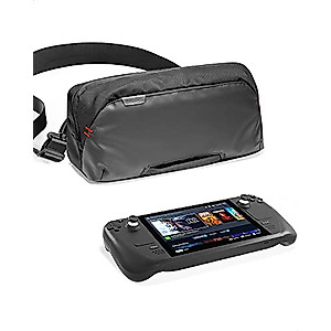 tomtoc Carrying Case for Steam Deck Console & Accessories, Protective Shoulder Bag Pouch with Pockets Fit Console, Original AC Charger Adapter, Original Dock, Lightweight Everyday Carry Bag for Travel