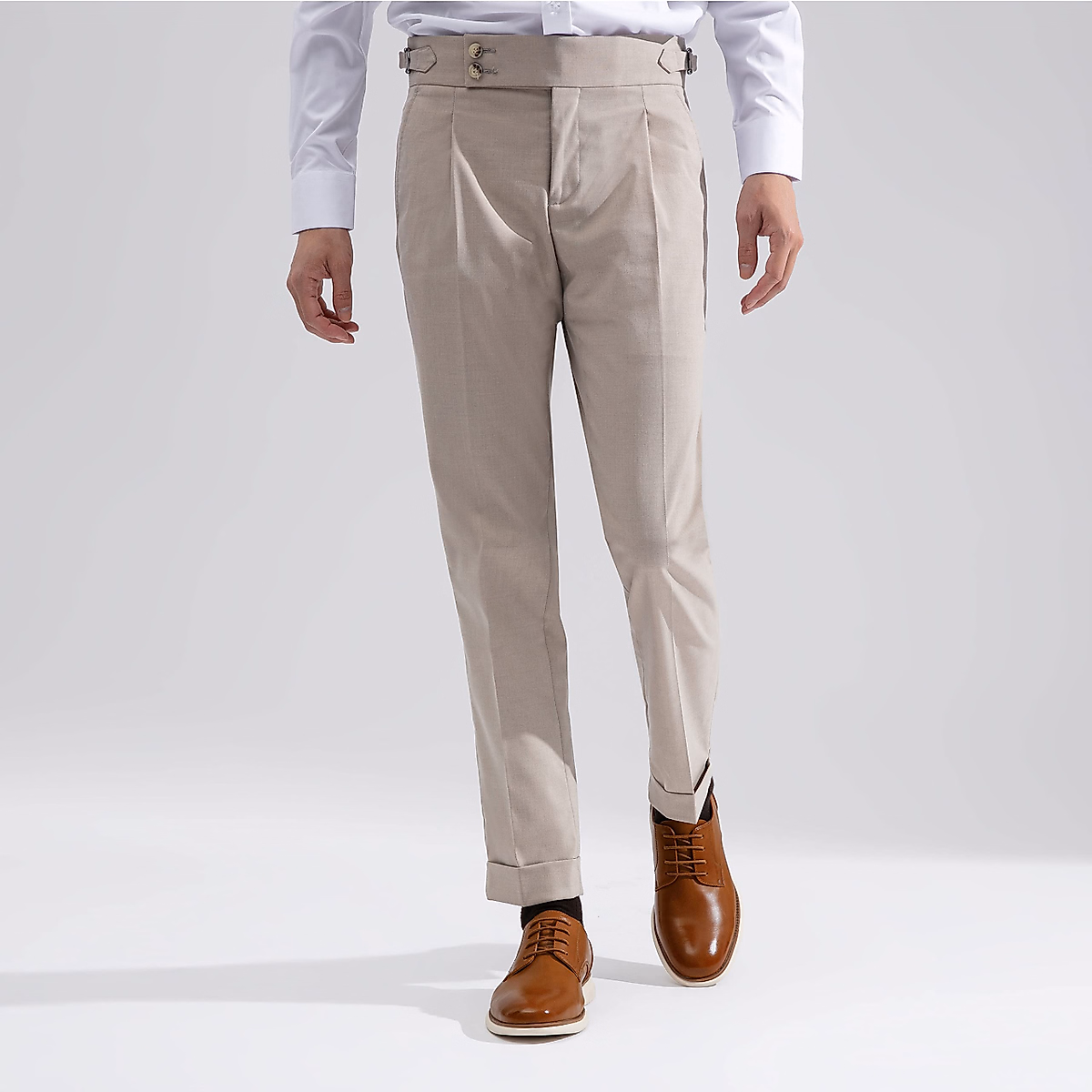 Jousen Men's Brown Dress Shoes Formal Lace Up Casual Dress Shoes for Men Oxfords Shoes (AMY733 Yellow Brown 10)