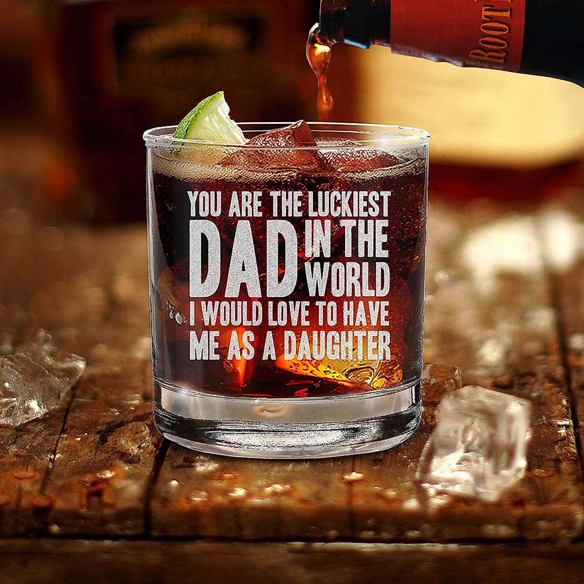 shop4ever® You Are The Luckiest Dad In The World I Would Love To Have Me As A Daughter Engraved Whiskey Glass Funny Father's Day Gift From Daughter (Daughter)
