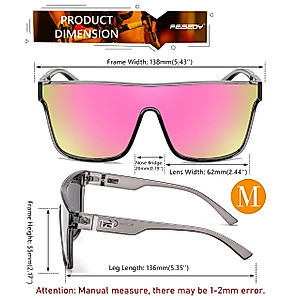 FEISEDY Fashion Flat Top Sunglasses Trendy Oversized Square Shades Women Men UV400 B2996