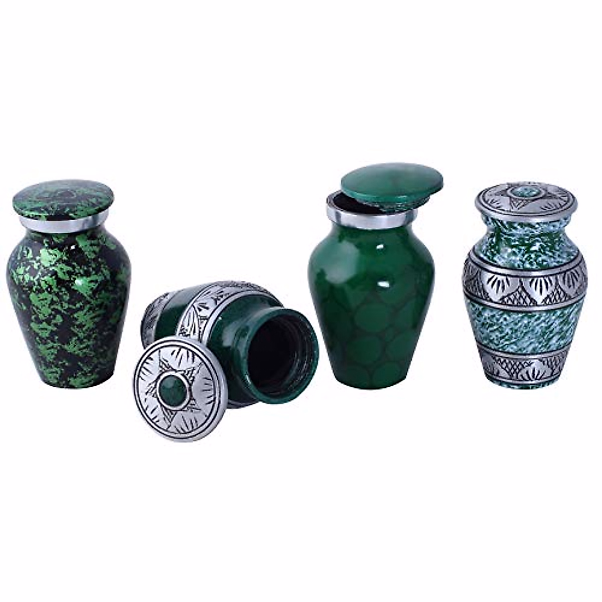 Urn for Human Ashes Set of 4 Mini - A Beautiful and Humble Urn for Your Loved Ones Remains. This Lovely - Urn Will Bring You Comfort Each Time You See It Size 2.8x1.7 inch-Green Combo