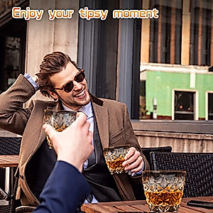 Yocuby Crystal Whisky Glass Set of 4 for Men, 10 OZ Classic Rocks Glasses In Gift Box for Fatherday, Anniversary, Old Fashioned Glasses for Father Husband, Rum Glass Tumblers for Cocktails Scotch