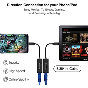 Lightnning to Ethernet RJ45 Adapter for iPhone/iPad [Apple MFi Certified], Plug and Play iPhone High Speed Ethernet Adapter Support 10/100 Mbps Network (Black)