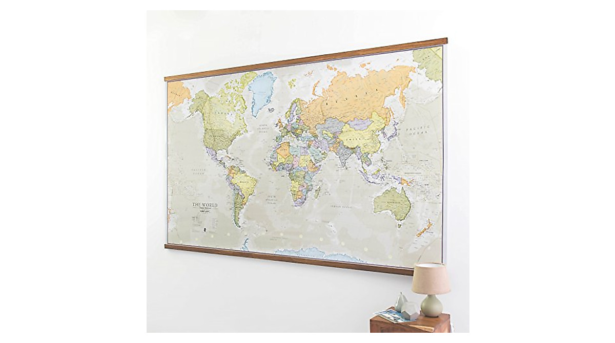 Giant World Map - Large Laminated Political Map for Classroom & Home