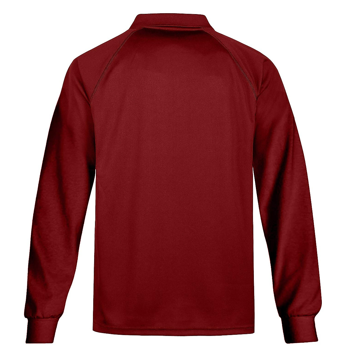 MOHEEN Men's Long/Short Sleeve Moisture Wicking Performance Solid Golf Polo Shirt with Pocket (Wine Red, 2XL)