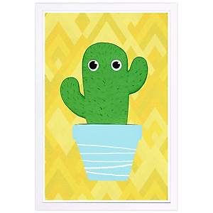 Wynwood Studio Floral and Botanical Framed Wall Art Prints 'Cactus' Home Décor, 13" x 19", Yellow, Green
