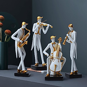 HAUCOZE Music Decor Figurine Cello Statue Modern Sculpture Home Gifts Table Centerpiece Crafts Polyresin Arts 8.5inch