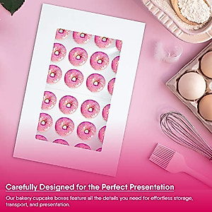 VTPT Ecom - 5PK Cupcake Box with Window for 24 Standard or Mini Cupcakes Corrugated Adjustable Height Bakery box ideal for Muffins Cake Cookies Donuts Pies Desserts and other Pastries + Thank You Stickers