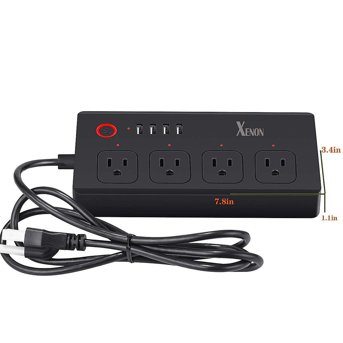 Xenon Smart Power Strip,WiFi Smart Multi Outlet Surge with 4-Outlet 4-USB with 5-Foot Cord, Work with Alexa and Google Home,Black