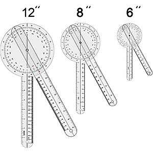 OIIKI, 5 Piece Physical Therapy Set, Including 12/8/6 inch Goniometer, Taylor Hammer, Tape Measure