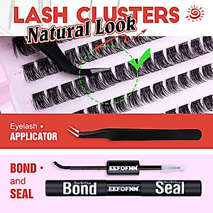 Natural Individual Lashes Clusters D Curl Wispy Eyelashes Mink Fluffy Lashes 8-16mm DIY Eyelash Extensions 110 Pcs Volume Lash Clusters by Eefofnn