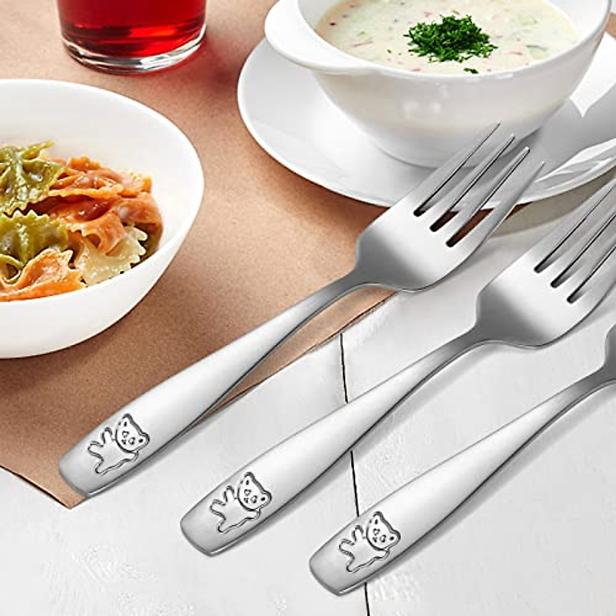 9 Pieces Toddler Forks Kids Forks, Kids Silverware Stainless Steel Childrens Safe Flatware Metal Baby Utensils Set Small Forks for Self Feeding, Dishwasher Safe