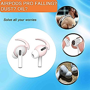 4 Pairs Ear Hooks Compatible with Apple AirPods 3 and AirPods Pro, Anti-Drop Ear Covers AirPods Accessories for Running, Cycling and Other Indoor-Outdoor Activities (Pink)