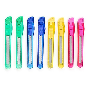 Box Cutter / Hobby Retractable Lock Utility Knife with Snap off Razor Sharp Blade Great Knife for Cutting Thin Boxes, Craft Paper, Packaging Tape, and Much More (24)