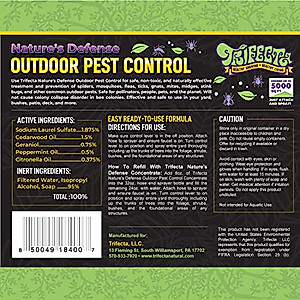 Natural Outdoor Pest Control Spray -Trifecta Nature's Defense: Insect Killer, Mosquito Killer, Spider Killer, Use For Lawns, Patios, Backyard Bug Repellent, Nano-Sized Essential Oils, Safe For People, Planet, Pets (Best Value Concentrate - 32oz)