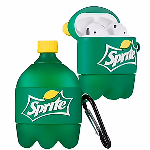 JoySolar for Airpod 1&2 Case Cute Cartoon 3D Soft Silicone Air Pods Funny Cover Kawaii Fun Cool Keychain Design Shell Drink Fashion Stylish Girls Kids Teens Women Cases for Airpods (Sprite)