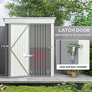 Outsunny 5.3' x 3' Outdoor Storage Shed, Metal Garden Tool House with Sloping Roof and Lockable Door for Backyard, Bike, Patio, Garage, Lawn, Gray