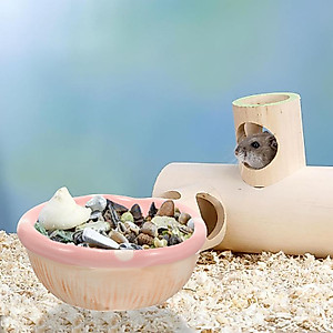 Beaupretty Hamster Food Bowl Mini Mushroom Shaped Water Bowl Guinea Pig Ceramic Small Animal Feeding Dish for Dwarf Hamster Gerbil Ferret Hedgehog Chinchilla Pink