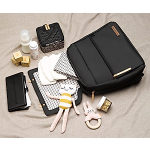 Petunia Pickle Bottom Meta Backpack, Diaper Bag for Parents, Comfortable, Spacious, Sleek, On-The-Go Moms and Dads, Black Matte Canvas