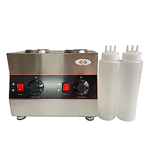 Lyxhouse Electric Cheese Sauce Dispenser & Hot Fudge Warmer with 650ml Squeeze Bottles - Adjustable Temperature 86-185℉ - Commercial Grade 110V