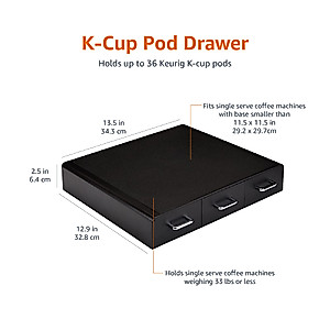 Amazon Basics Coffee Pod Storage Drawer for K-Cup Pods, 36 Pod Capacity, Black