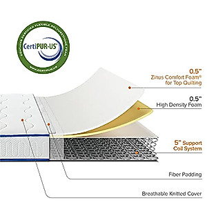 ZINUS 6 Inch Essential Innerspring Mattress, Full, Medium Firm Feel, CertiPUR-US Certified, Mattress in A Box