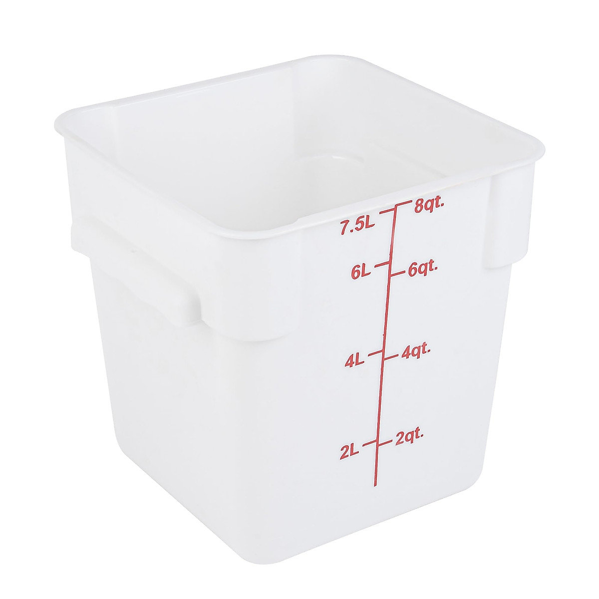 Restaurantware - Met Lux 8 Quart Food Storage Containers, 10 White Storage Containers - Lids Sold Separately, Red Volume Markers, Dishwashable Containers, Side Handles, For Storing Foods