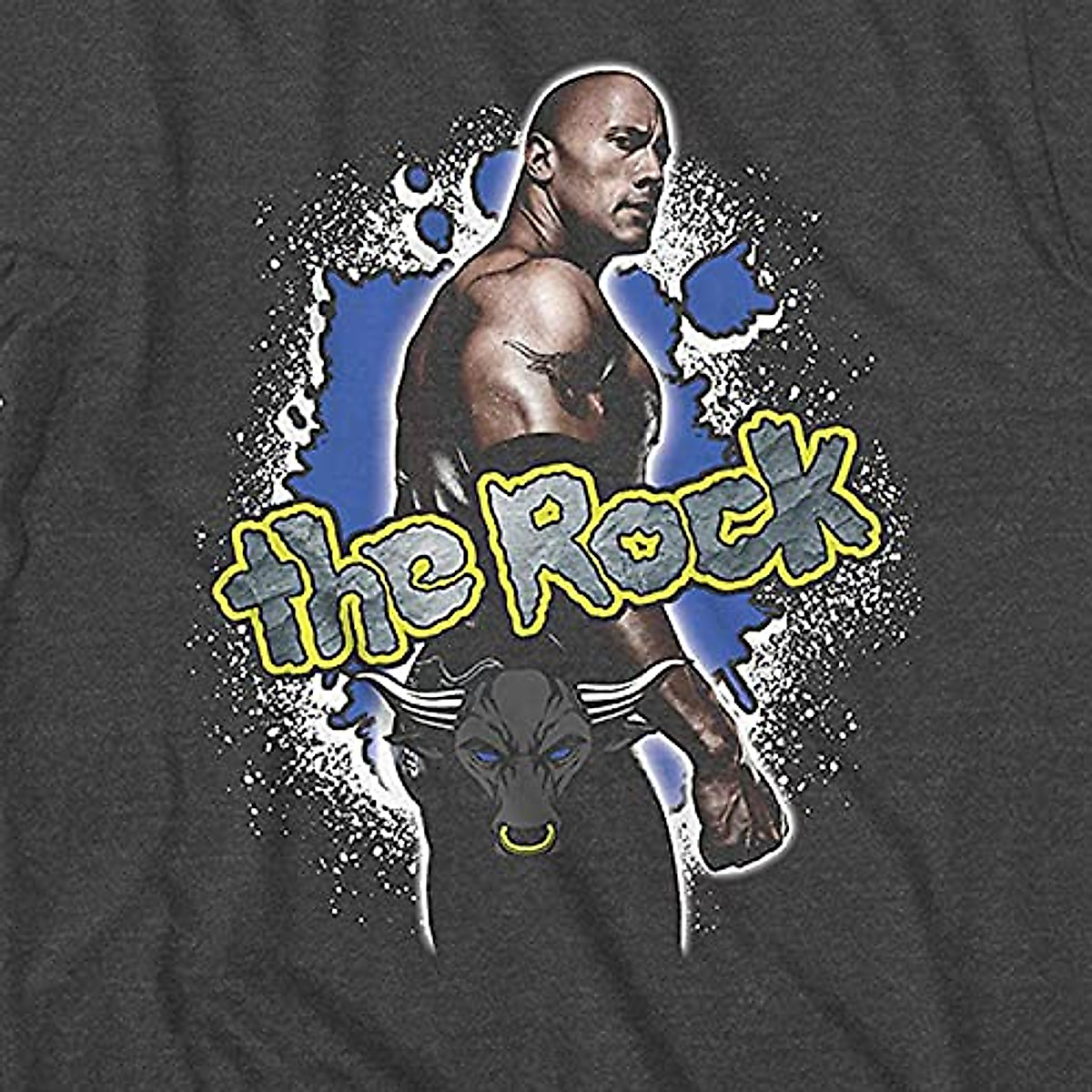 WWE Mens The Rock Shirt - The Brahma Bull Superstar Tee - Dwayne Johnson World Wrestling Champion T-Shirt (Charcoal Heather, X-Large)