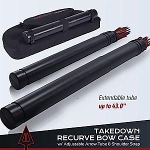 Southwest Archery Universal Takedown Recurve Bow Case | Fully padded foam case includes adjustable Arrow Tube and Large Outside Pocket for Accessories - Perfect for travel
