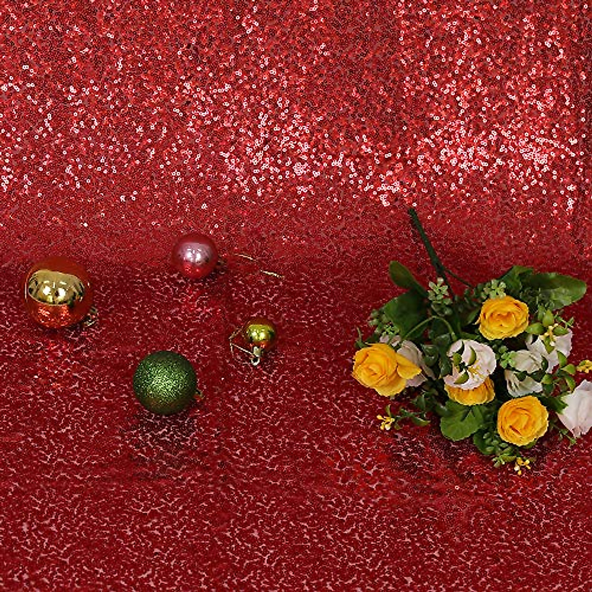 TRLYC 4Ft7Ft Photo Booth Backdrop Red Sparkly Wedding and Party Curtain