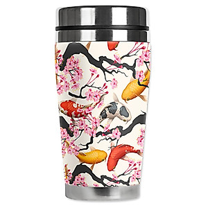 Mugzie 16 Ounce Stainless Steel Travel Mug with Wetsuit Cover - Koi Fish