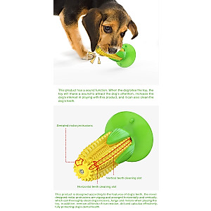 ASWER Dog Toothbrush Chew Toy for Aggressive Chewers Corn Dog Teeth Cleaning Squeaky Toys Durable Dog Dental Care Chew Stick for Large Medium Small Breed Puppy with Suction Cup