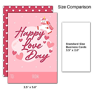 Mobiusea Creation Valentines Cards for Kids | 24 Cards with Envelopes | 3.5 x 5 | Funny and Cute | Llama, Ice Cream, Unicorn, XO for Valentines Day Cards, Kids School Valentines and Valentines Day