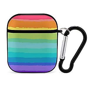LGBT Rainbow Pride AirPods 2 & 1 Case Cover Gifts with Keychain, Shock Absorption Soft Cover AirPods 2 & 1 Earphone Protective Case for Men Women