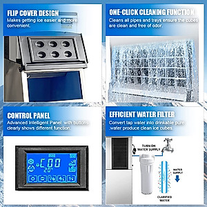 HPDAVV Commercial Ice Maker Machine 500lbs/24H 220V 440lbs Ice Storage Capacity Automatic Cleaning Ice Machine Professional Refrigeration Equipment