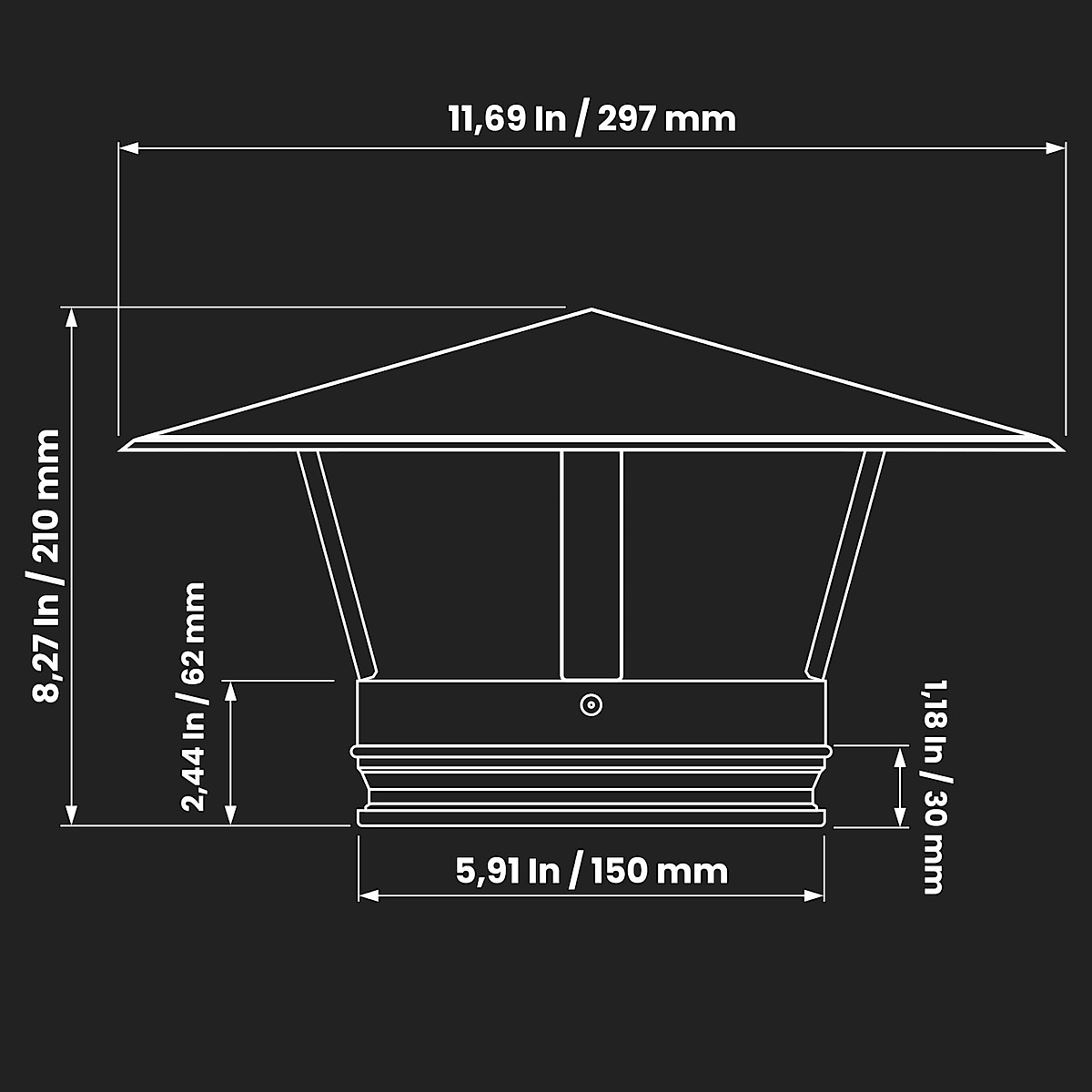 6 Inch Round Roof Cap - All Weather Chimney Cap - Galvanized Steel - Roof Top Round Vent House Exhaust Roof Cap