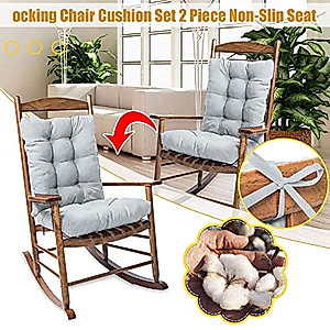 Rocking Chair Cushion Set of 2, Rocking Chair Pads Non Slip Back Patio Rocking Chair Cushions Sets of Upper and Lower with Ties Garden Chaise Lounger Swing Bench Cushion Recliner Mat (A4)