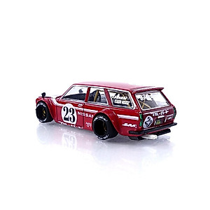 Datsun KAIDO 510 Wagon Carbon Fiber V2 Red Kaido House 1/64 Diecast Model Car True Scale Miniatures KHMG063