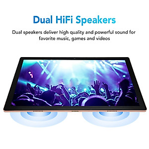 10.1 Inch Tablet for Android 12.0, 12GB 256GB 1920x1200 IPS Dual Cameras Octa Core, 5G WiFi Calling Cellphone Tablet, for Learning, Working, Business, US Plug (Gold)