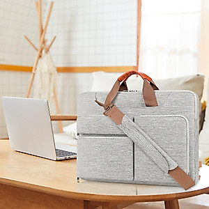 Lacdo 360° Protective Laptop Shoulder Bag, 16 inch Laptop Bag for 16 inch New MacBook Pro M4/M3/M2 /M1 Pro Max A3403 A3186 A2991 A2780 A2485 2024-2019, 15" Surface Laptop 7th Copilot+PC Computer, Gray