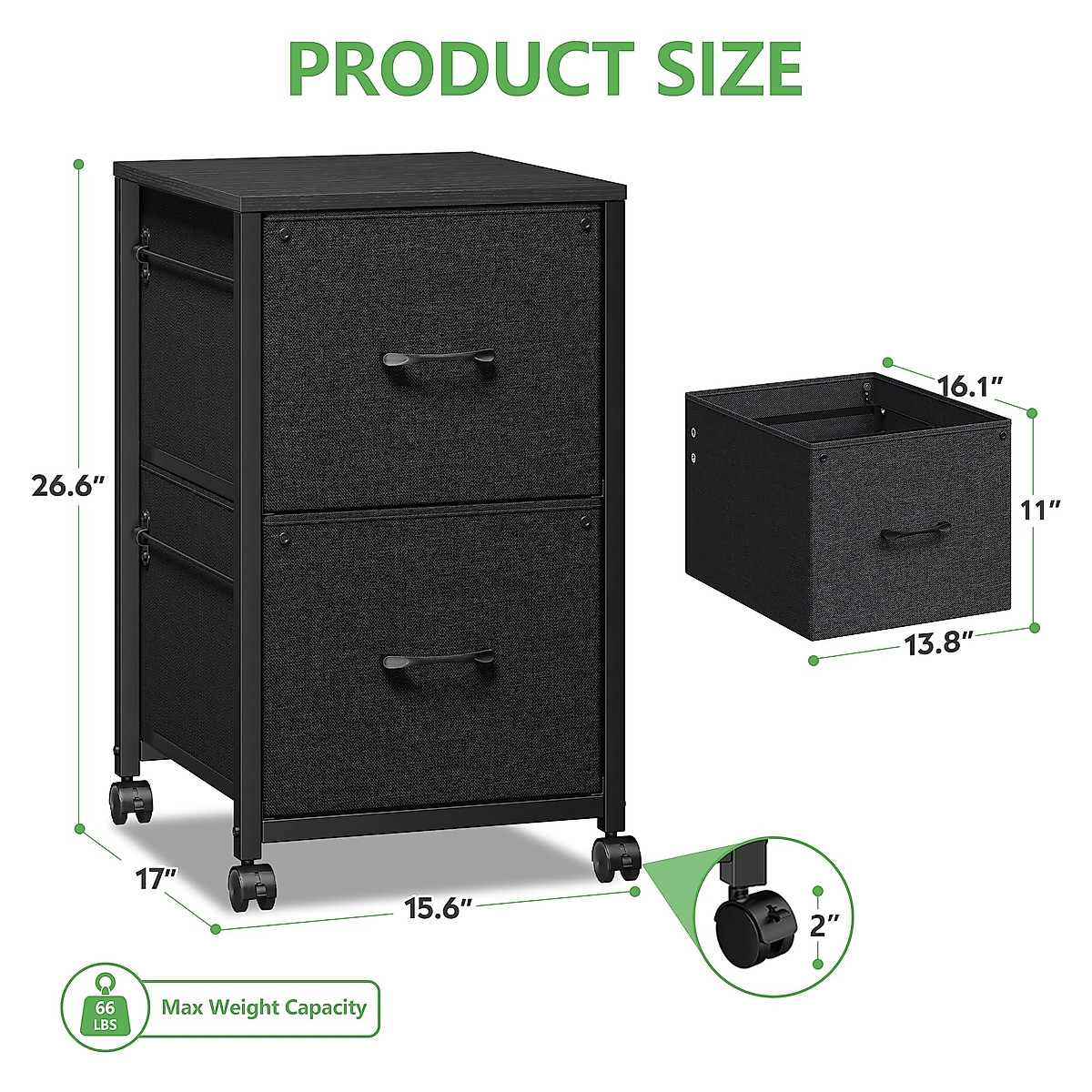 Raybee File Cabinets for Home Office 2 Drawer File Cabinet Filing Cabinets for Home Office Small File Cabinet on Wheels Office File Cabinets Fabric,for Letter/Legal / A4