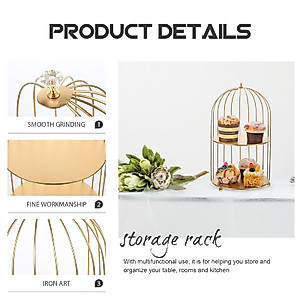 Bird Cage Shape Cosmetic Rack Desktop Makeup Organizer Rack Double Tier Cupcake Stand Essence Perfume Lotion Bottle Shelf Skincare Products Organizer