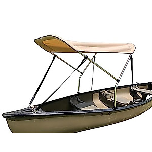 Cypress Rowe Outfitters Beige Canoe/Kayak Sun Shade/Canopy Bimini Top - Perfect Umbrella for Kayaking, Canoeing, Fishing Awning to Block UV & Heat Rays and Rain Protection