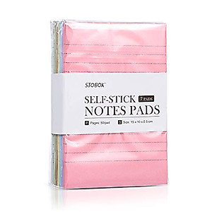 STOBOK Lined Sticky Notes,7 Packs Bright Color Self-Stick Memo notepads with line 3.9 x 6 inch,Legal Pads 50 Sheets per Notepad Memo Stickers for Office,School,Home