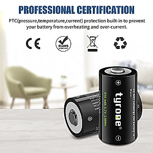 tyrone Rechargeable CR123a Lithium Batteries CR123A Battery for Arlo Camera VMC3030 VMS3330 3530 Alarm System, 8-Pack 123A Batteries and 4-Bay Charger