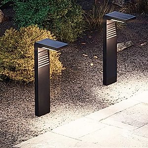 NATSUKAWA Solar Outdoor Lights Waterproof, L-Shaped Black Solar Pathway Lights,3 Lighting Modes Solar Powered for Pathway Garden Yard Spot- 2 Pack White