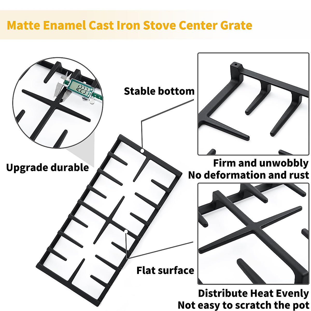 WB31X27150 Stove Grate Replacement for GE Stove Parts, JXGRATE1 WB31X24737 Center Grate for General Electric Gas Range Parts Surface Burner Grate GE Cast Iron Rack 1 Pack