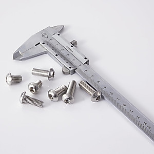 Joamang M8 x 12mm 16mm 18mm 20mm 25mm Button Head Socket Cap Screws Bolts, Stainless Steel 304, Metric Allen Hex Drive, Bright Finish, Fully Threaded, Assortment Kit 50PCS