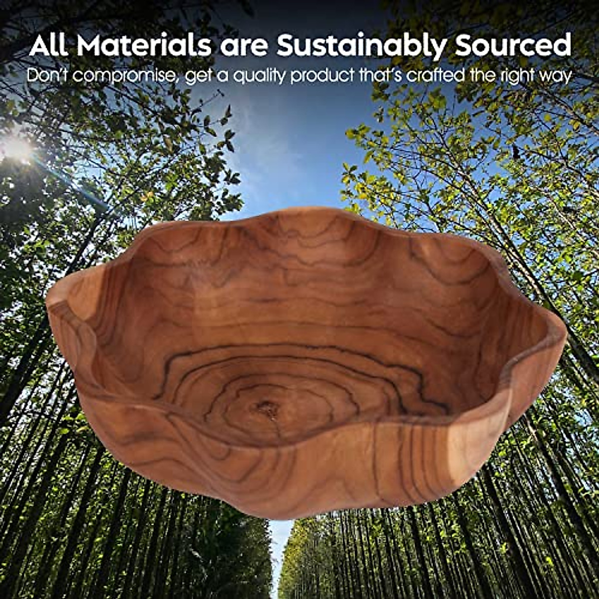 Curawood Teak Root Bowl for Distinctive Decor - Authentic Artisan Handcrafted Wooden Bowls for Food - Wooden Decorative Bowl for Tabletop Display - Serving Wooden Fruit Bowl for Kitchen Counter - 12"