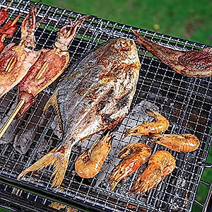 Charcoal Grill, Barbecue Charcoal Grill, Outdoor Stainless Steel Smoker BBQ grill for Outdoor Cooking Camping Picnics Beach 27.5''x12.2''x 27.5''